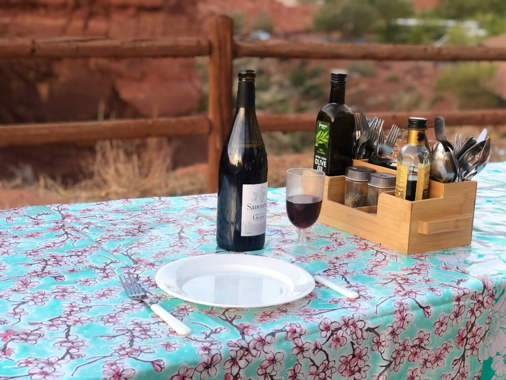 Seafoam Cherry Blossom Outdoor Tablecloth - LITO – LITO: LUXURY IN THE ...